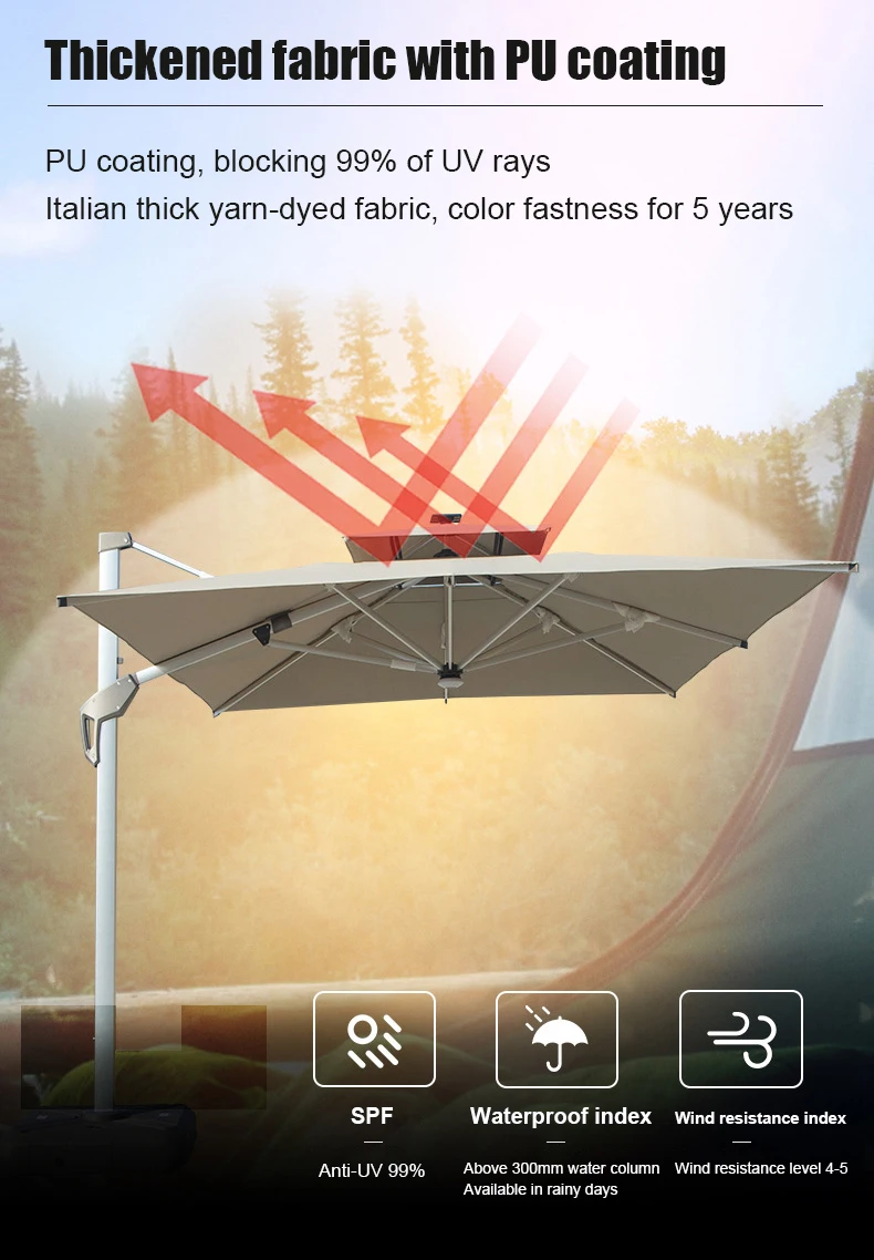 Custom Commercial Garden Parasol Umbrella with Solar Panels