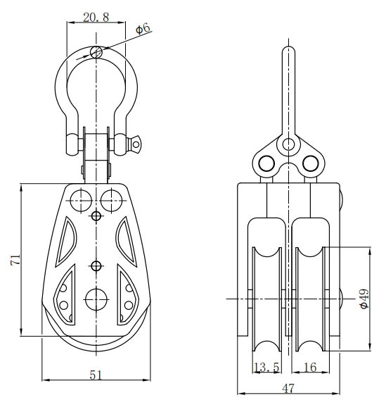 Wholesale Marine Sailing Hardware Nylon Wheel Block Yacht Ship Hardware ...