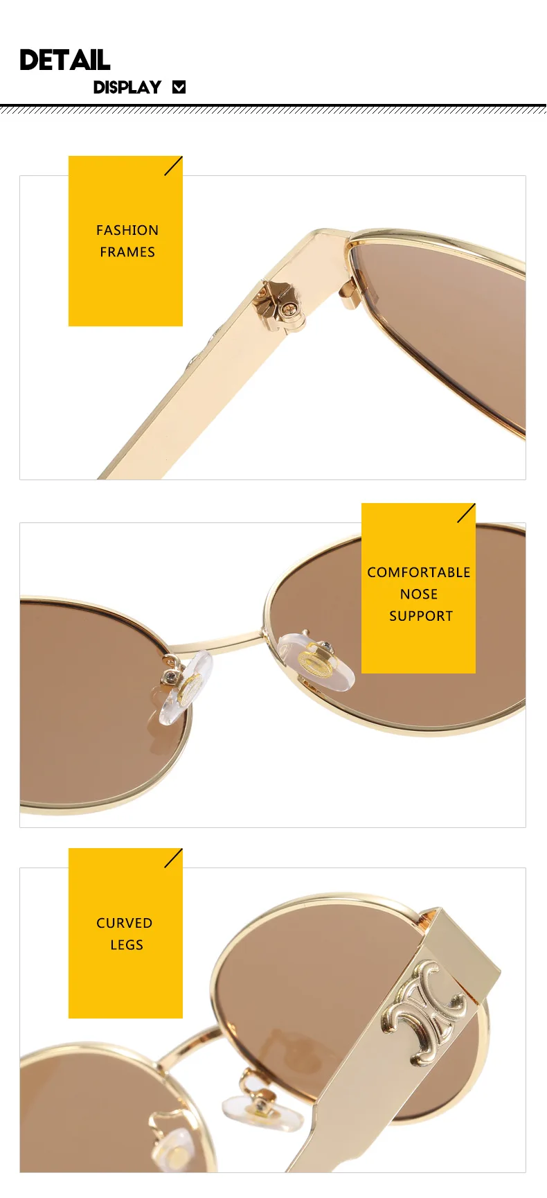 Story Kdd4235 Metal Frame Oval Sunglasses Uv400 Protection Women Mens Eyewear Classic Vintage