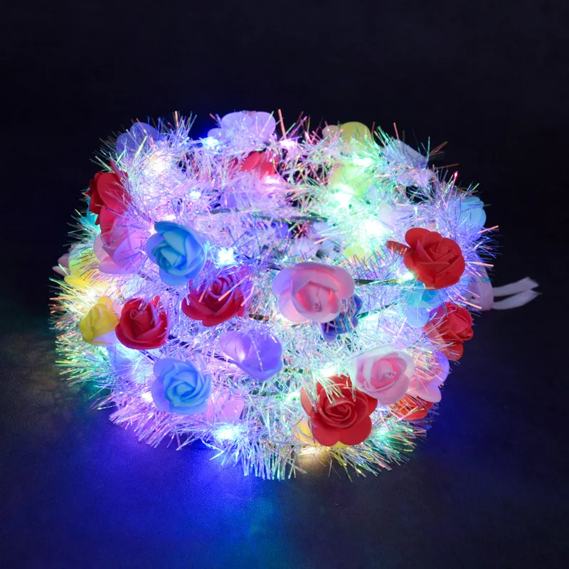 Led Flower Crown Headband Light Up Fairy Flower Hair Jewelry Multicolor ...