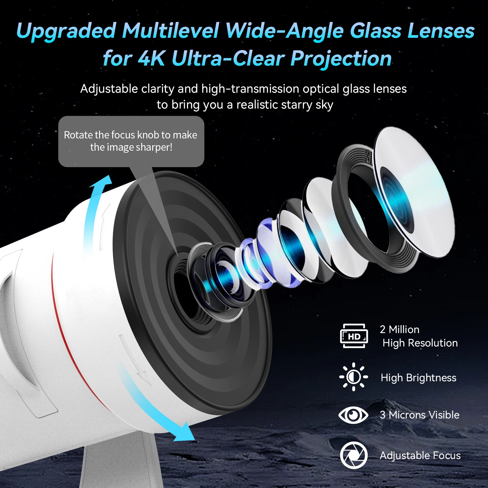 4K Ultra-Clear Telescope Projection 10 In1 Films Galaxy Projector