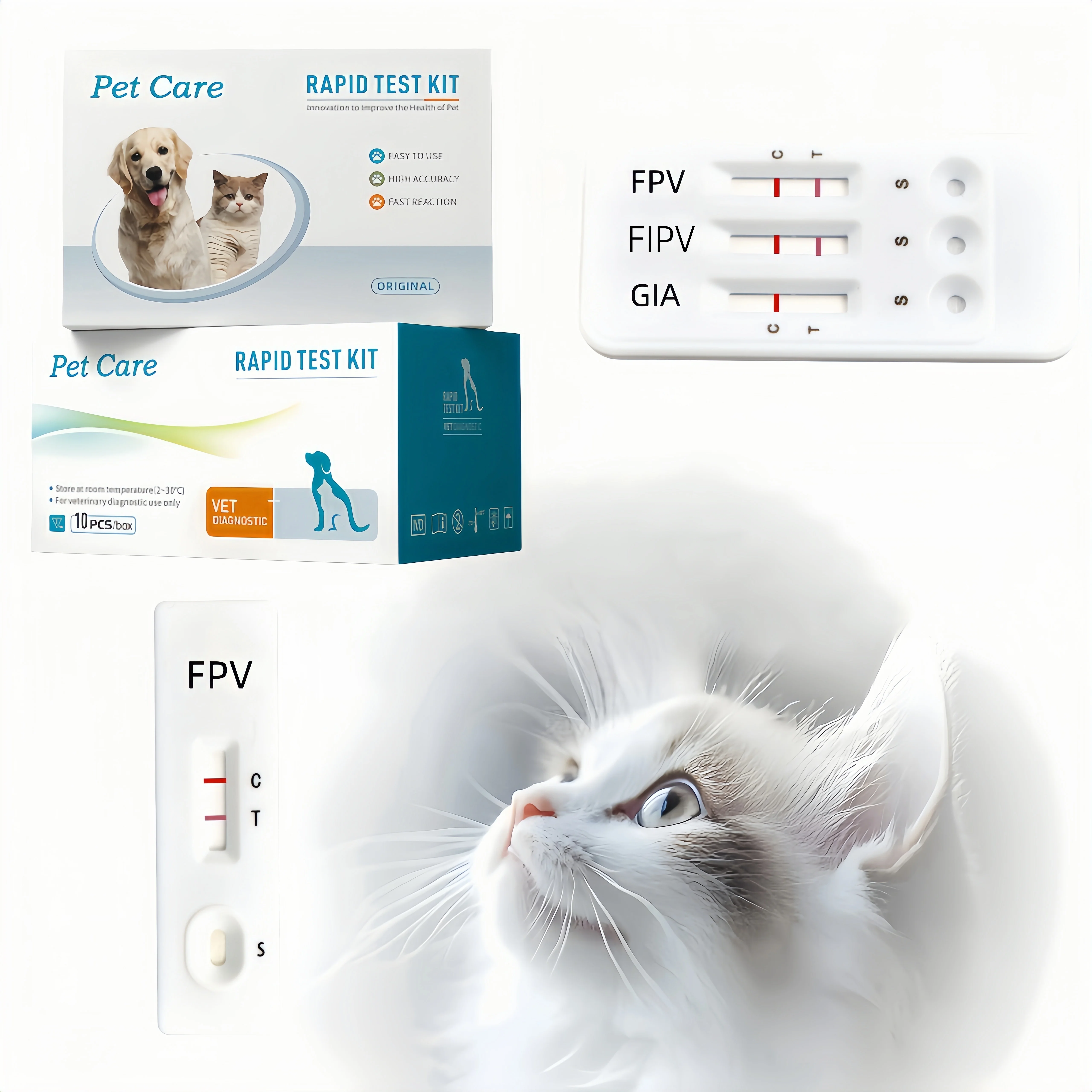 Cat Feline Rapid Parvo FPV-FIIPV-Giardia Inspection Combined Detection ...