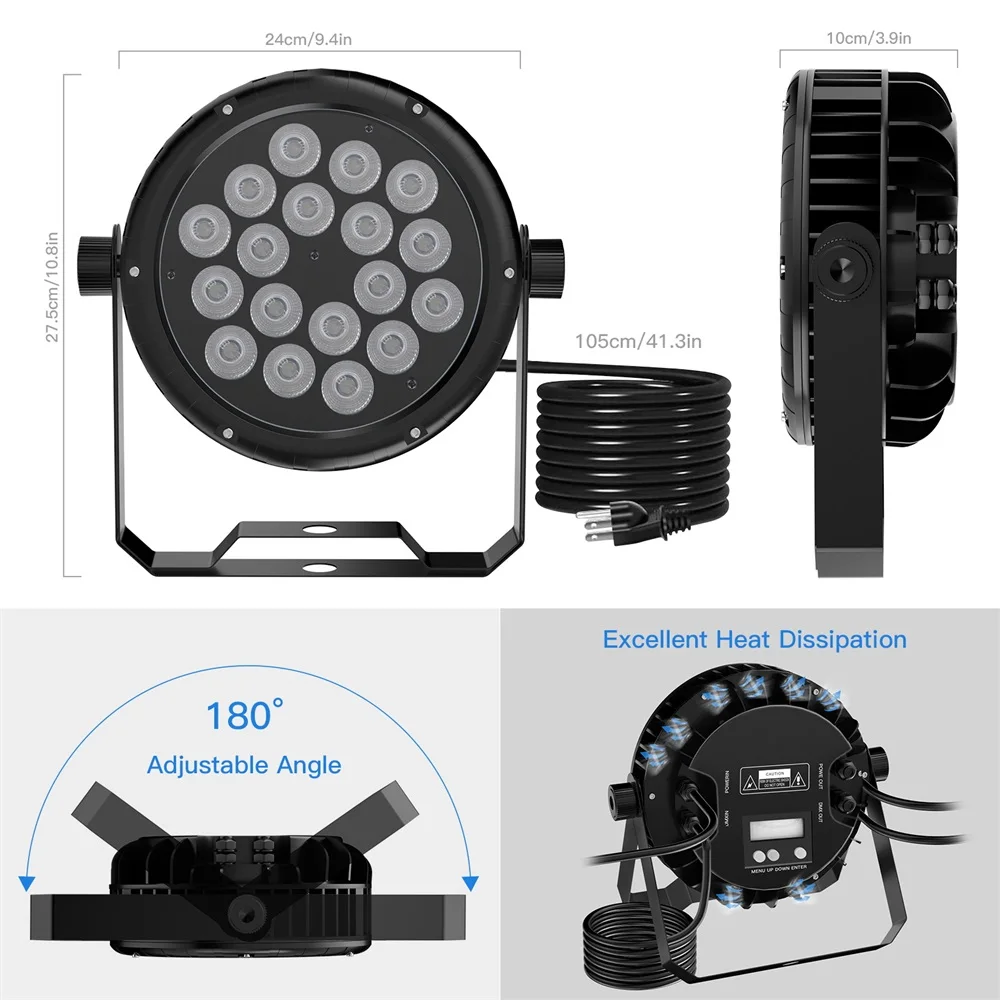 U`king 18 Leds Par Light - IP65 Waterproof Outdoor Stage Light