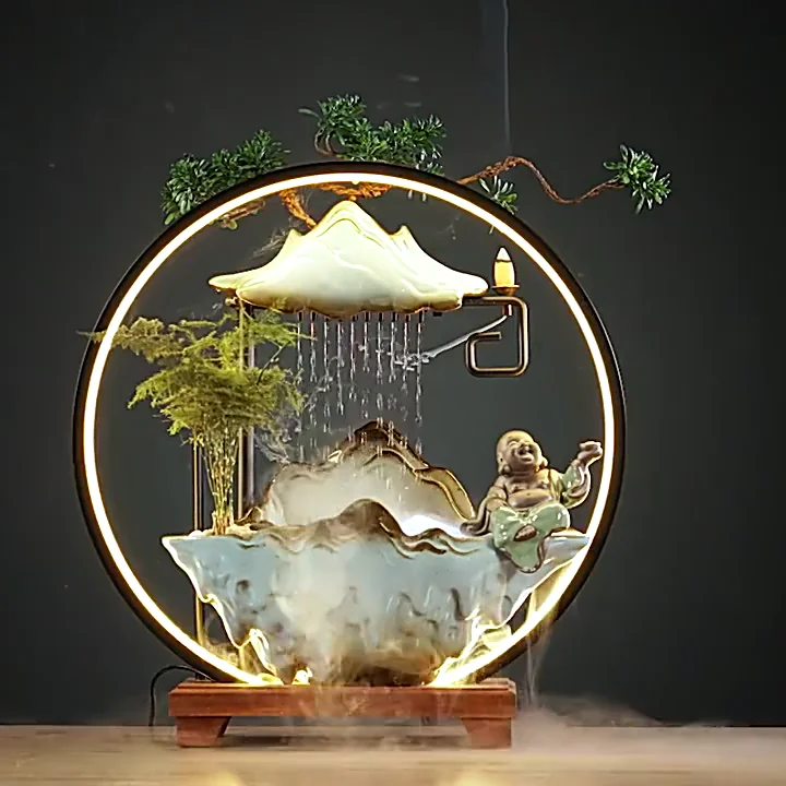 Chinese Style Waterfall Water Flow Rockery Ornaments Fountain Lucky ...