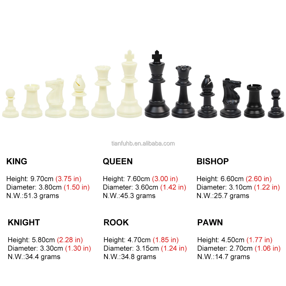 Tournament Heavy Chess Pieces - King Tall 3.75 Inch