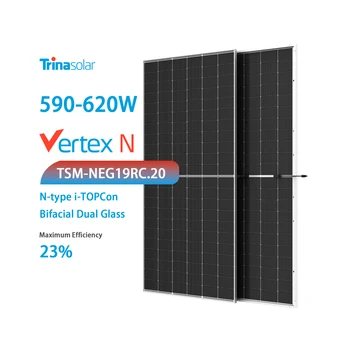 Panel Solar N Type Vertex Panel Solar Trina 595w 600w 605w 610w 615w 620w Bifacial Photovoltaic ...