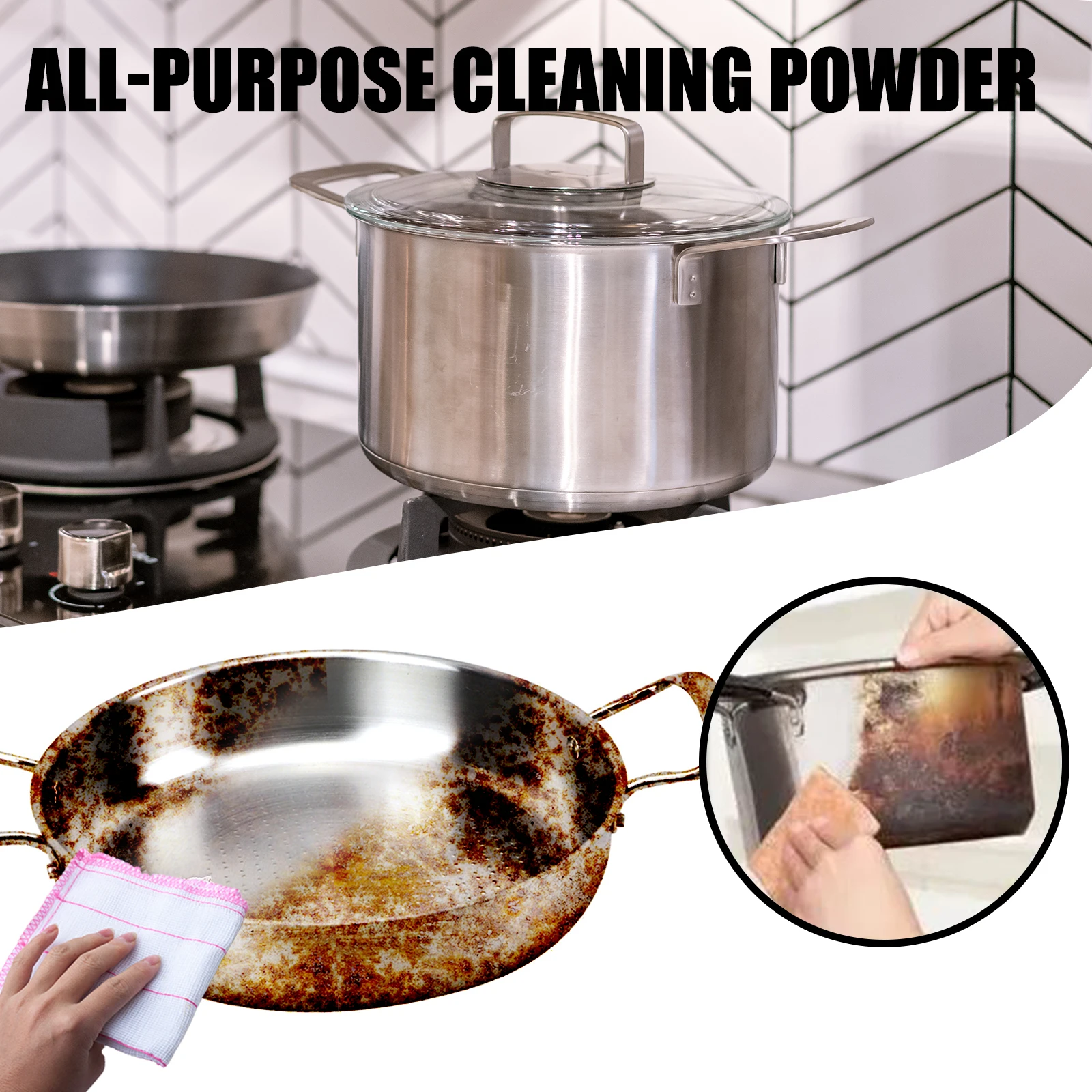 Stainless Steel Cleaning Powder Home Pot Bottom Burnt Rust Removal ...