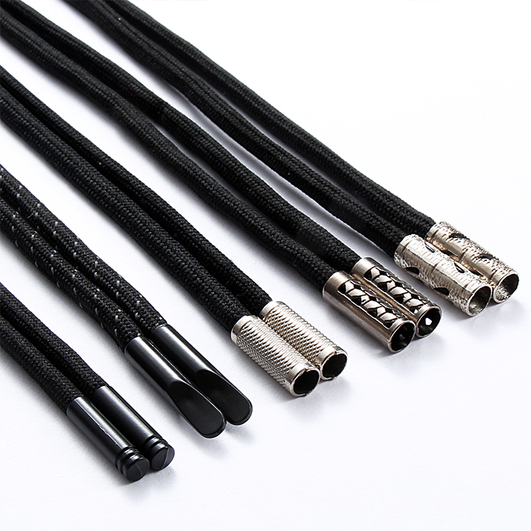 Wholesale Braided Black Drawstring Round Drawcord Polyester