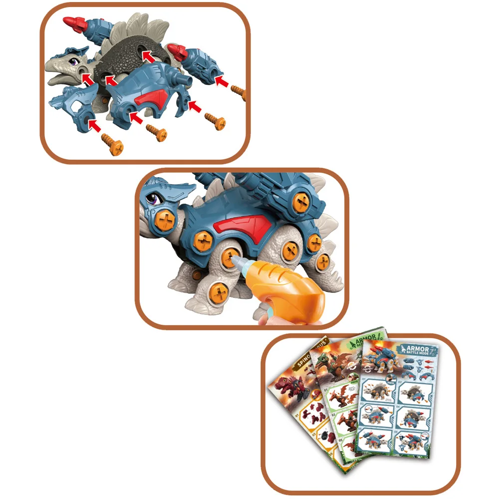 Kids Educational STEM Toy - Take Apart Armored Dinosaur Set
