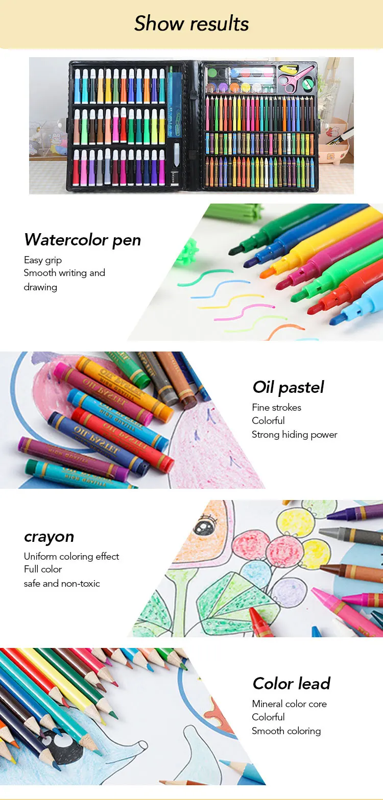 Hot Sale 150 Pcs Multi Colors Wax Crayon Magic Color Pencils Set for Kids