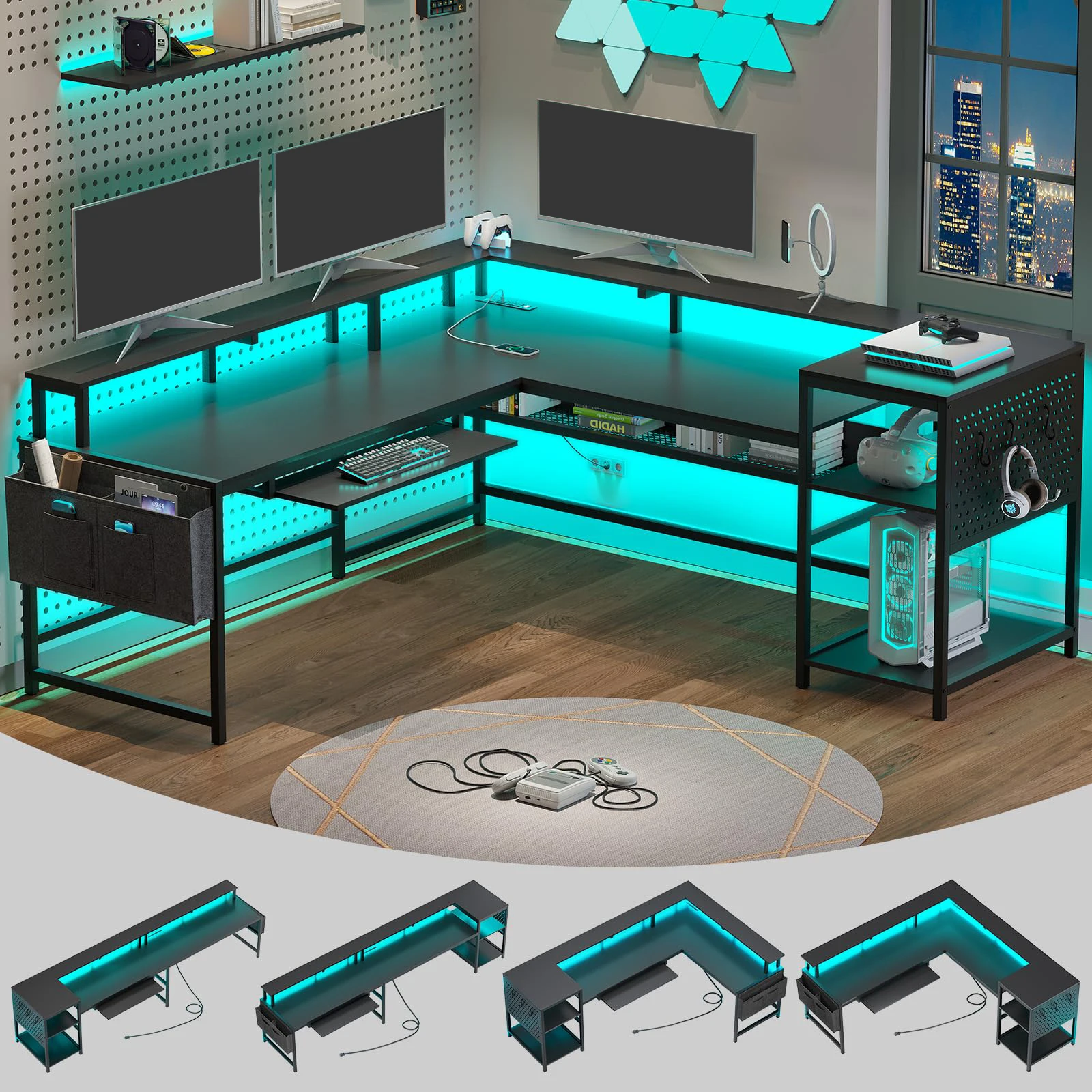C shaped gaming desk store