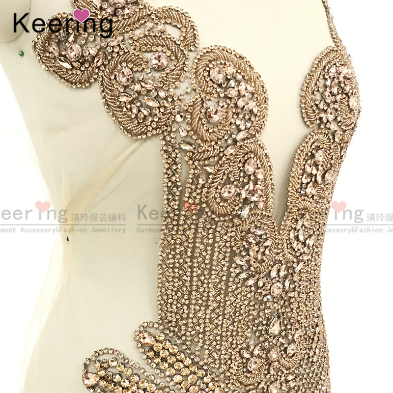 Full Body Rhinestone Applique Crystal Panel Fabric Appliques Sew On ...