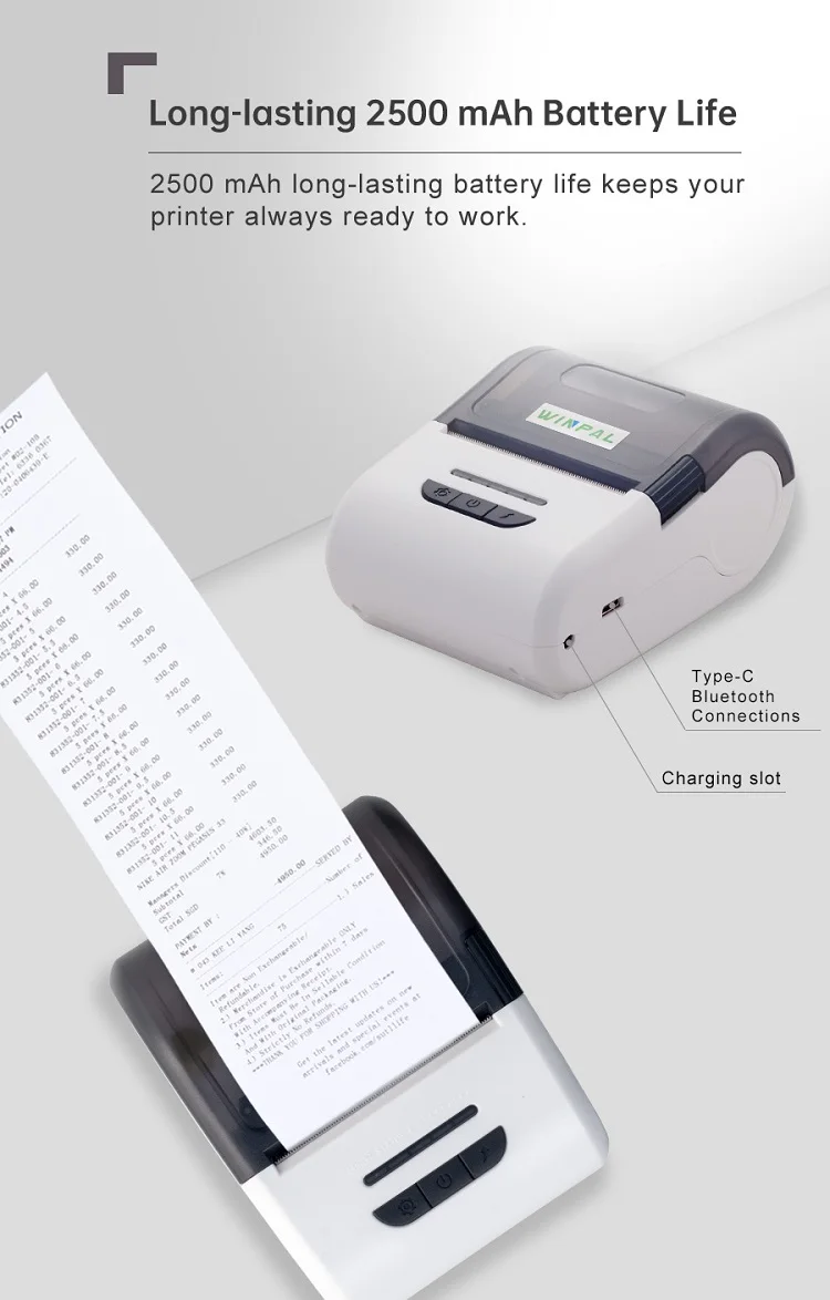 Winpal Low Price 2in1 Portable Receipt Printer Shipping Label Printer ...
