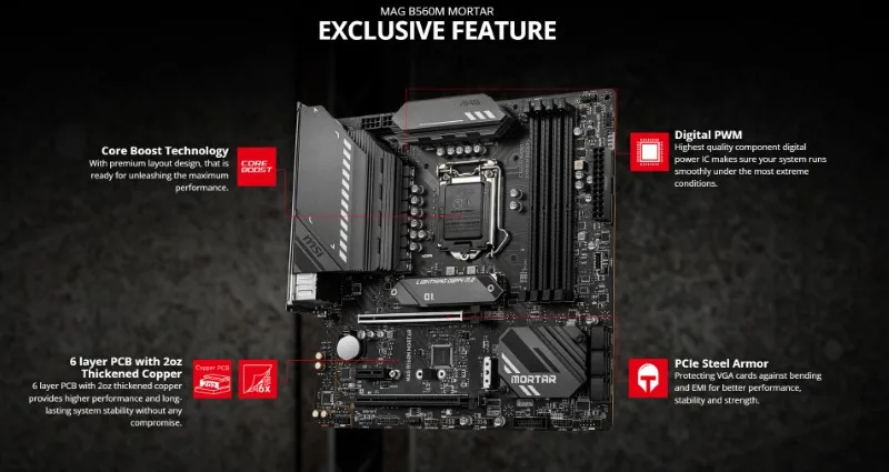 Msi B560m Mortar Ddr4 Motherboard Support Intel 10th/11th Processor ...