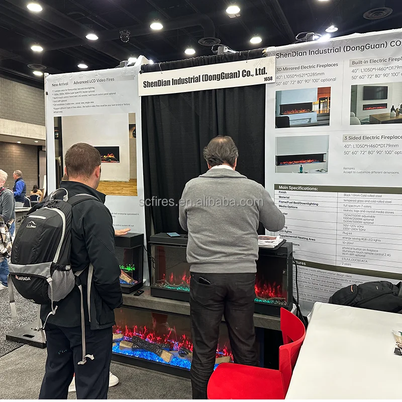 Modern Electric Fireplace with Realistic Flame & Remote Control