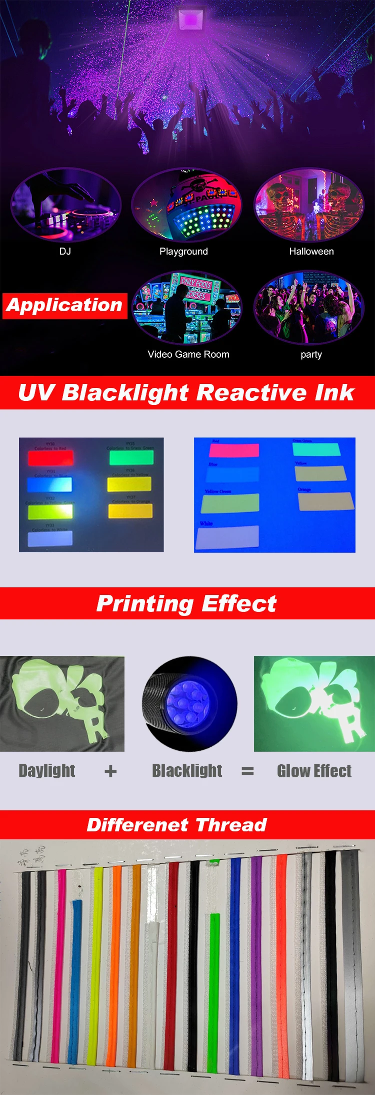 Hip-Hop Neon UV Reflective T-Shirt with Custom Logo - Glow in the Dark ...