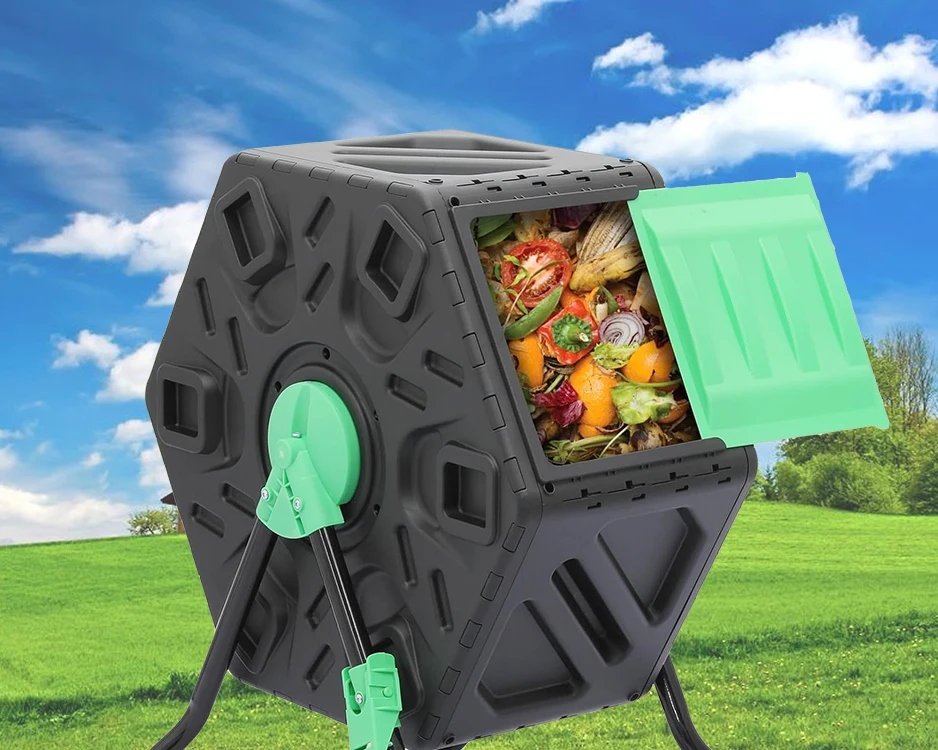 65L 130L Waste Compost Tumbler Kitchen Garden Rolling Outdoor Storage ...