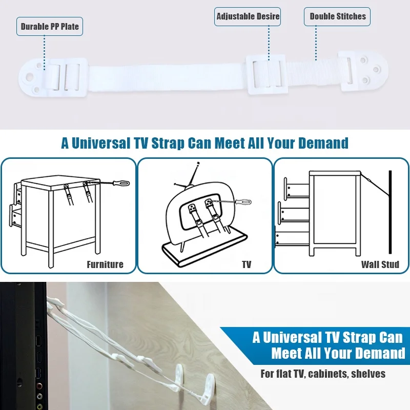 Heavy Duty Dual Tv Safety Straps For Child Protection Baby Proofing ...