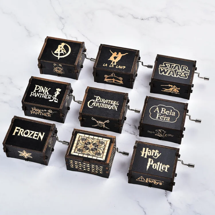 Ever Bright Black Color Hand Crank Mini Custom Diy Wooden Music Box ...
