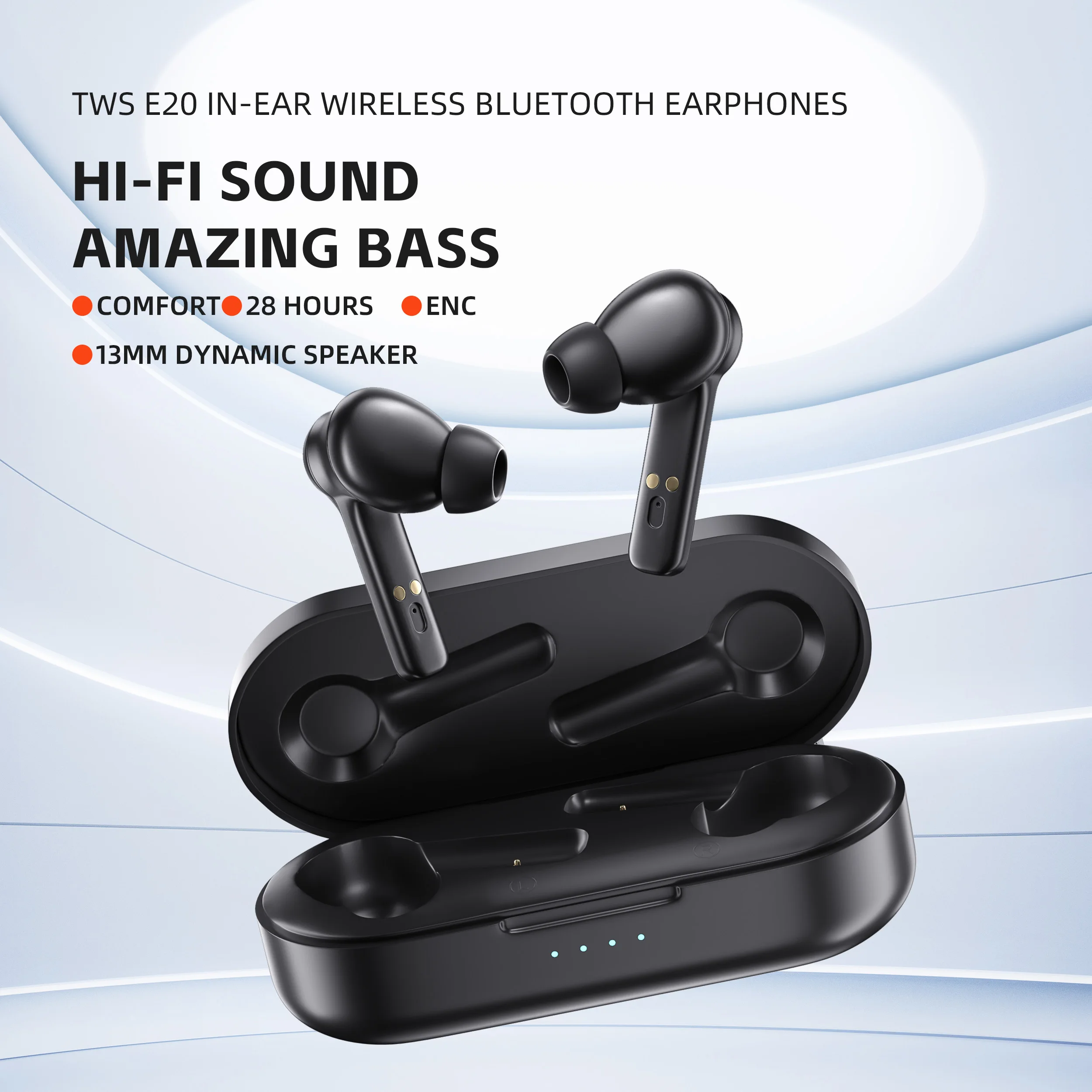 QERE E20 TWS True Stereo Waterproof in Ear Headset Wireless Headphones