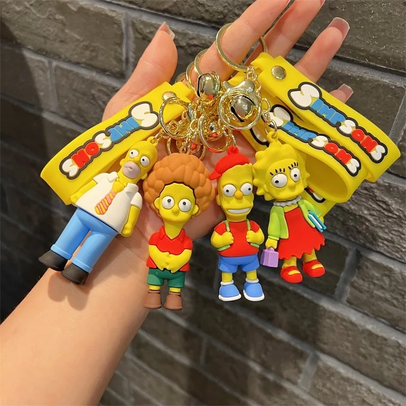 New Design Cute Simpsons Family Story Keychain Pendant Cool Car Key ...