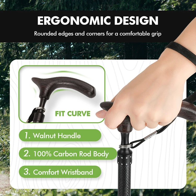 Kinggear Carbon Fiber Walking Cane For Men And Women Ultra Lightweight ...