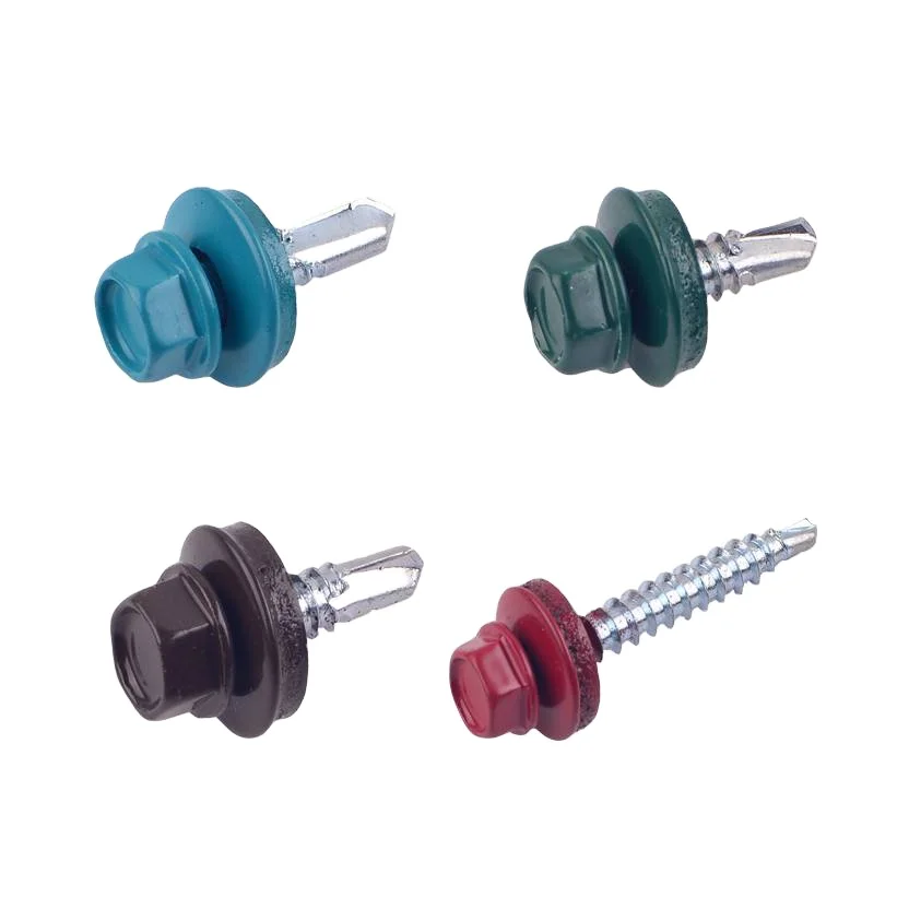 Hex Head Self Drilling Tek Nylok Screw With Bonded Washer Epdm Red ...