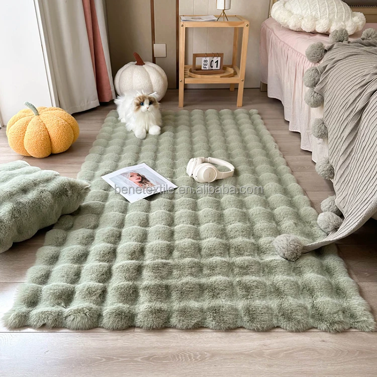 Luxury And Super Soft Faux Rabbit Fur Rug Carpets For Bedroom In ...