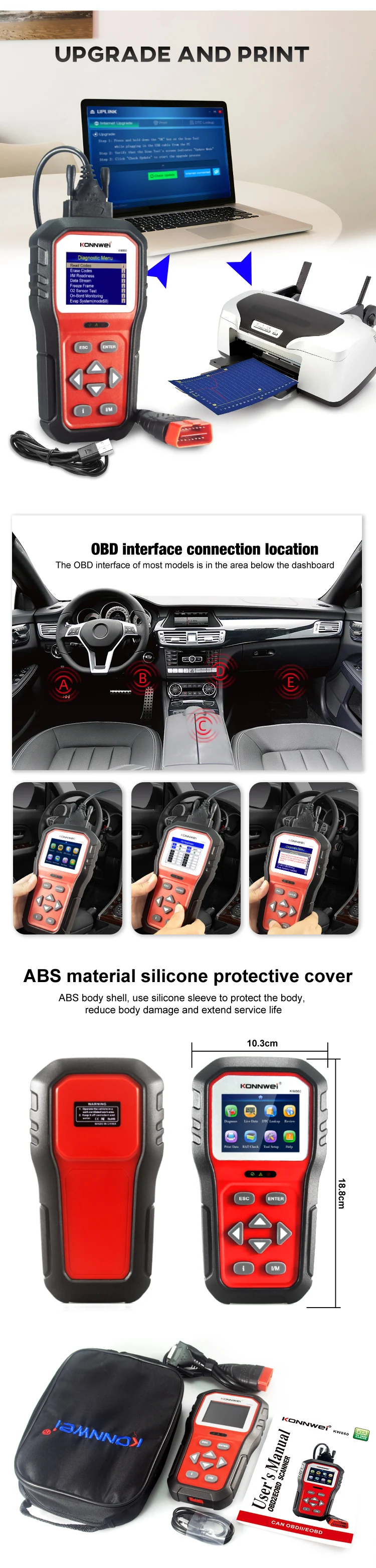 KONNWEI KW860 Car Diagnostics Tool - Free OBD2 Scanner