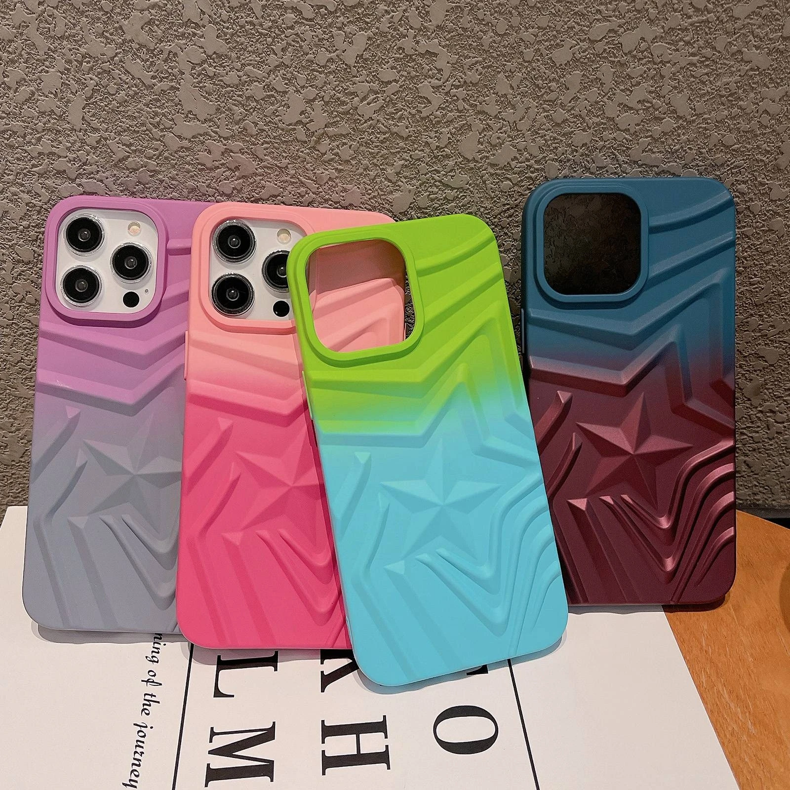 For Iphone 12 Ins Style Gradient Color Star Pattern Phone Case For ...