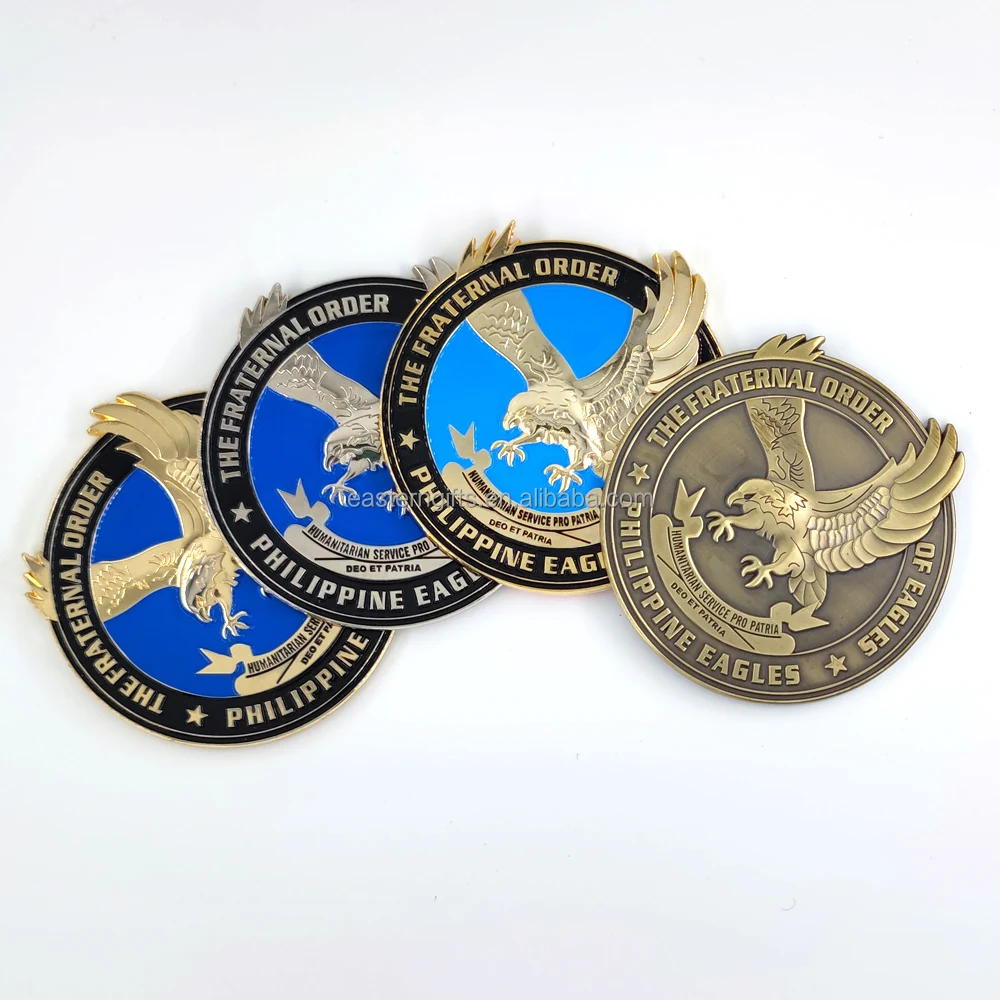 3.5" Bendable Motor Eagle Emblem Light Weight Aluminum Gold Blue Phil ...