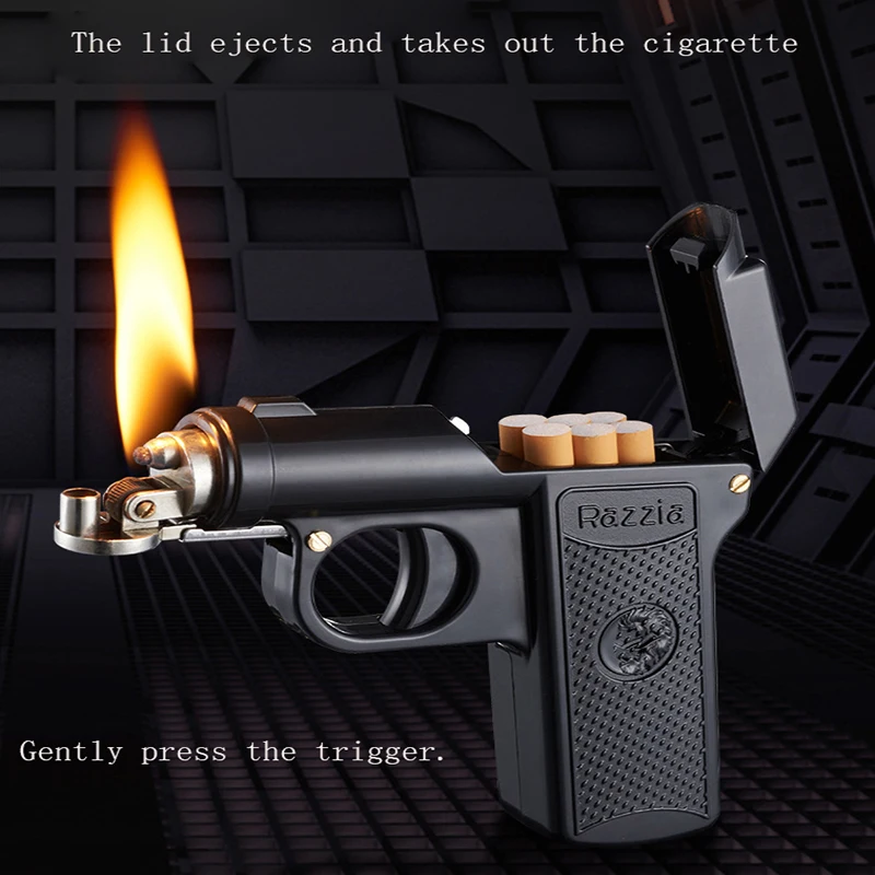 Creative Funny Outdoor Windproof Lighter Metal Gun Shaped Old Style Oil ...