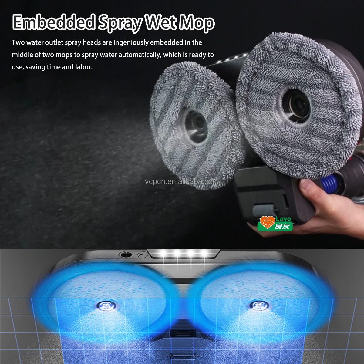 Electric Wet Dry Vacuum Cleaner Spray Mop Floor Cleaning Brush For ...