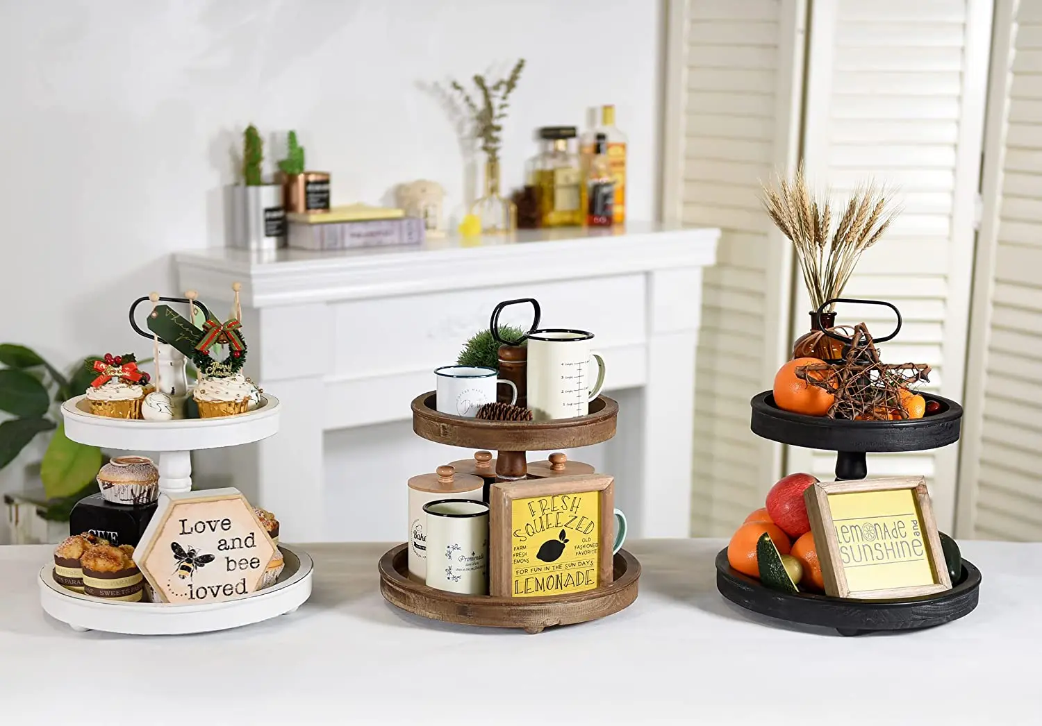 Wooden Circular Display Tray Round Wooden Platter For Macaron Plate ...