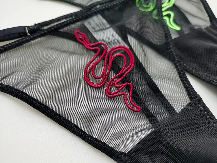 Girls Scorpion Embroidery Strap Transparent Mesh Mini G String Thong ...