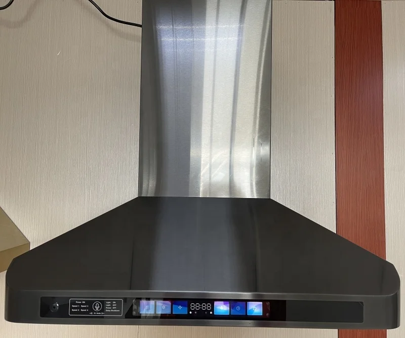Black Range Hood Titanium Coating Wall-Mounted Hood Smart Voice Control ...