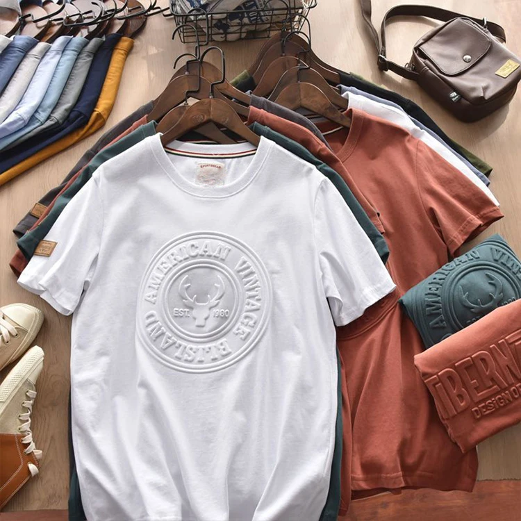 Custom Logo Made Embossed T Shirts Plain Color Pure Cotton Soft Fabric ...