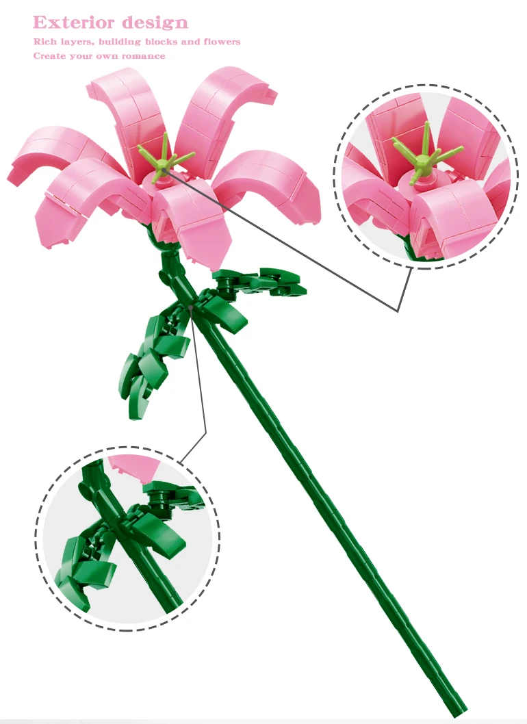 Bricked Bouquet - Unique Flower Bouquet DIY Model Toy