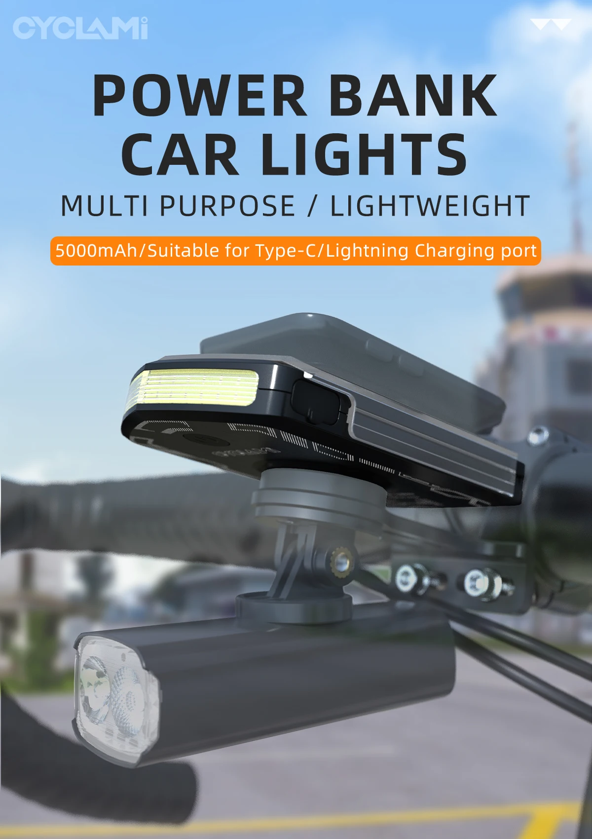 CYCLAMI Power Bank Ultralight 5000 Mah Bike Lamp - 120LM