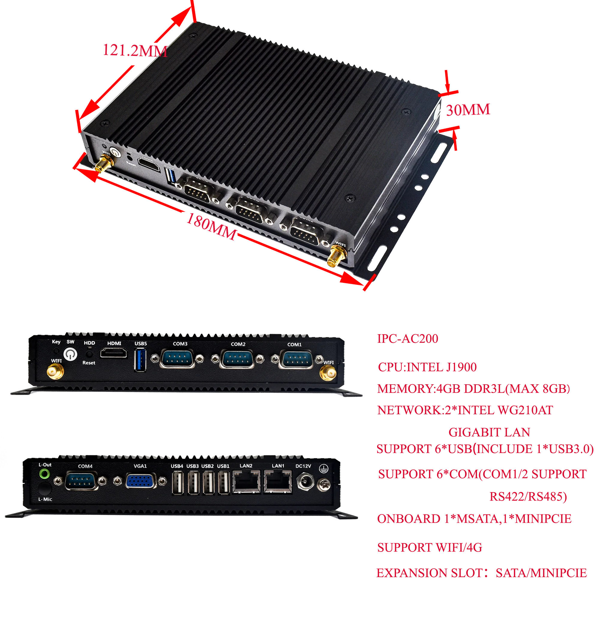 Mini Pc J1900 Dual Intel Lan 18cm*12cm*3cm Fanless Industrial Small Computer Win 10 Linux - Buy ...