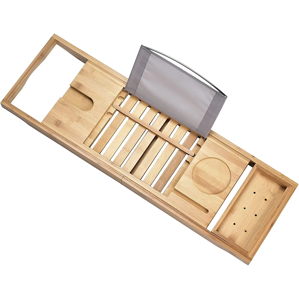 Bamboo Wood Bath Tub Rack Bathroom Shelf Tray Storage Caddy Organiser ...