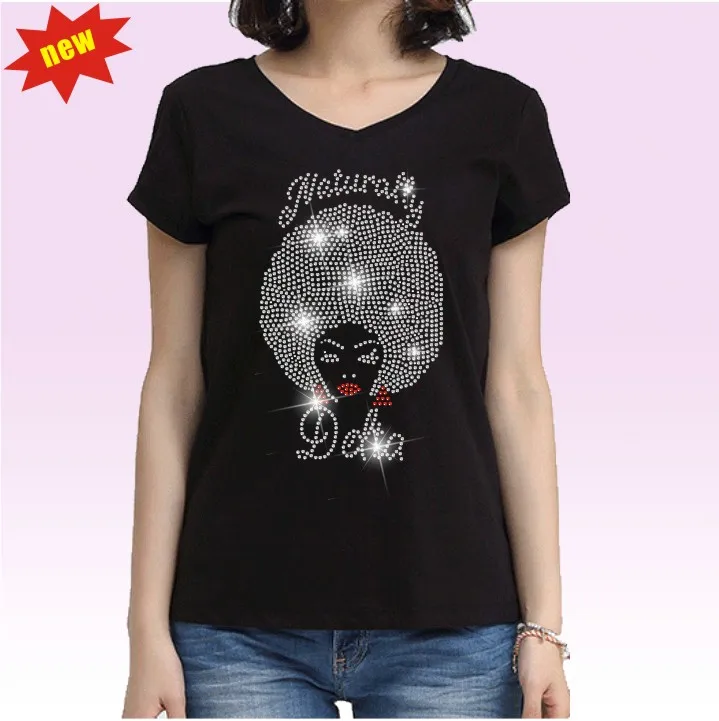 I Love My Roots Afro Girl Iron On Holofoil Rhinestone Transfer - Buy ...