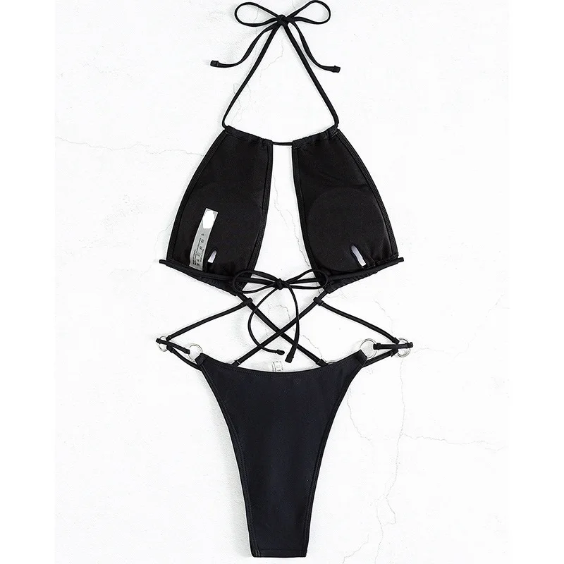 One Piece Swimsuit Women Thongs Swimwear High Cut Monokini Sexy Bathing ...