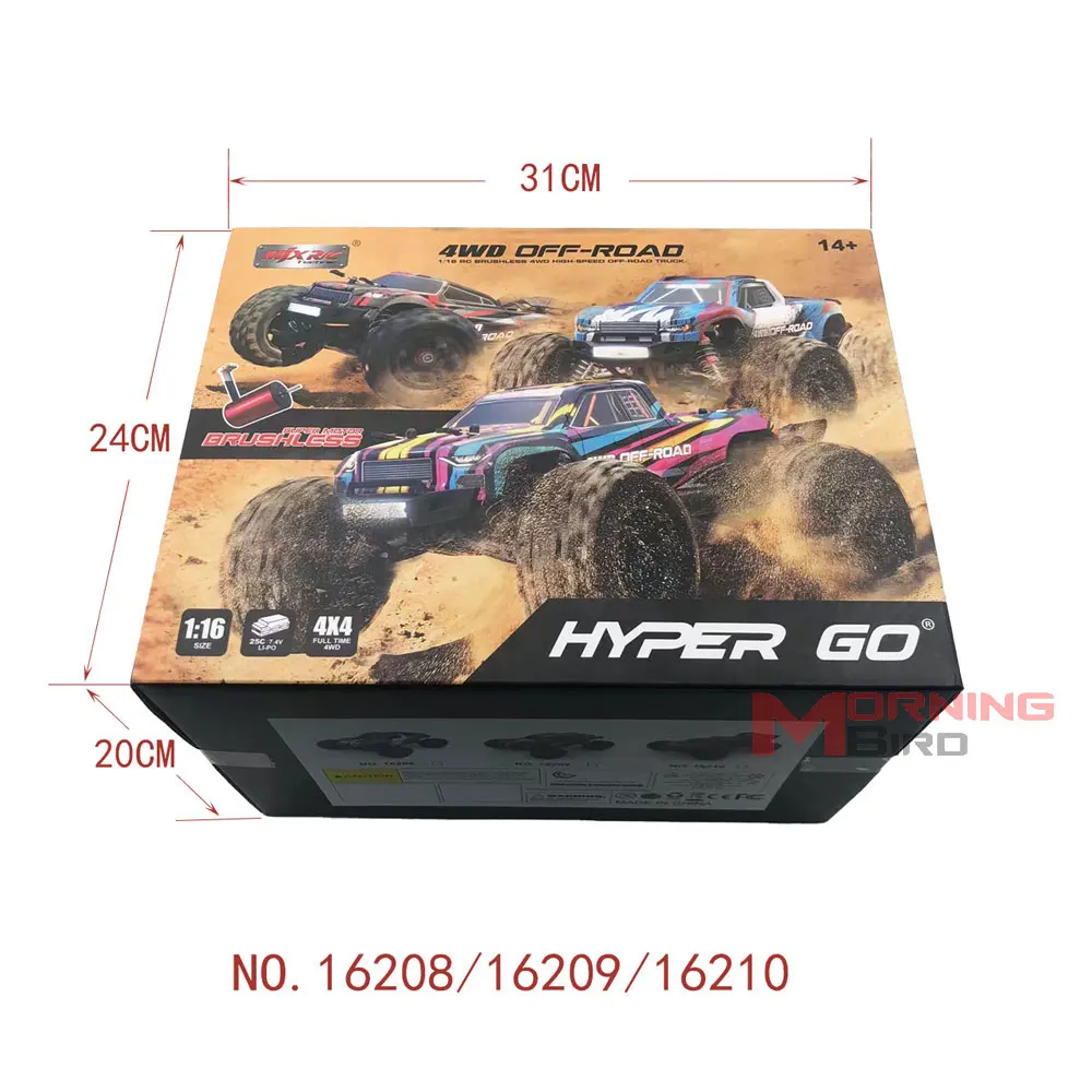 Mjx Hyper Go 16208 Monster Truck 2.4g 1/16 Brushless Rc Car Hobby Remote Control Vehicle 68kmh ...