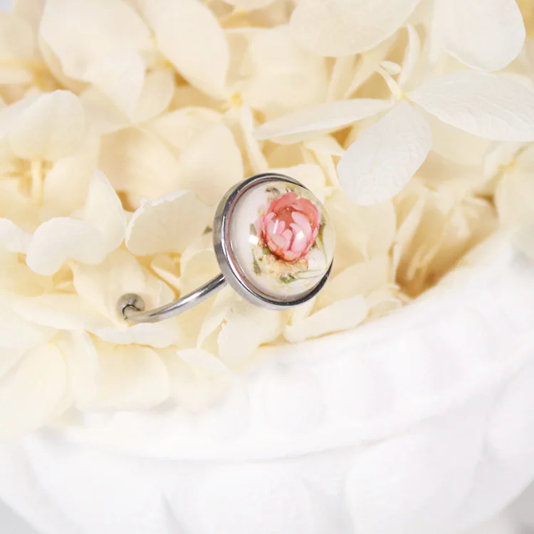 12mm Vintage Simple Stainless Steel Dried Flower Rings