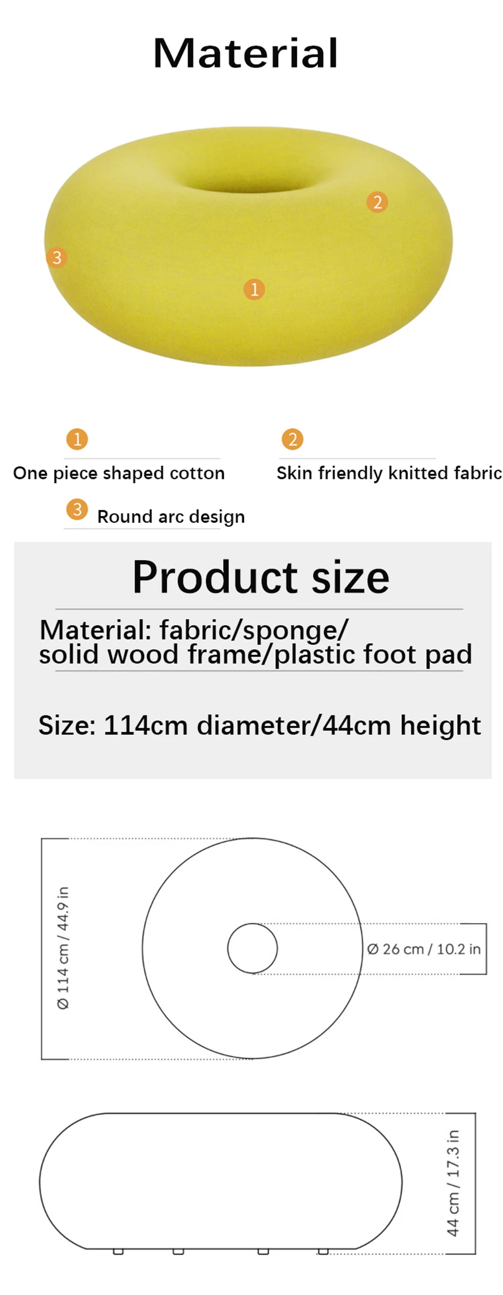 Modern Luxury Donut-Shaped Floor Pouffe Sofa Designer Home Furniture ...