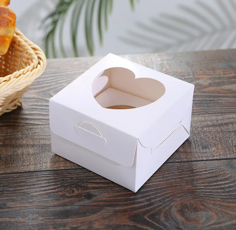 White Paperboard Disposable Bakery Box With Window Bulk Cake Box With ...
