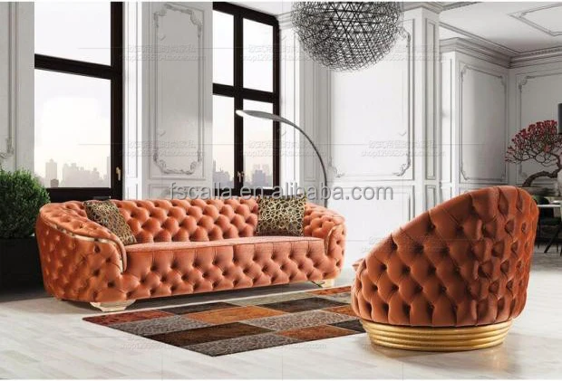 Luxury High End Velvet Chesterfield Lounge Sofa Modern Design