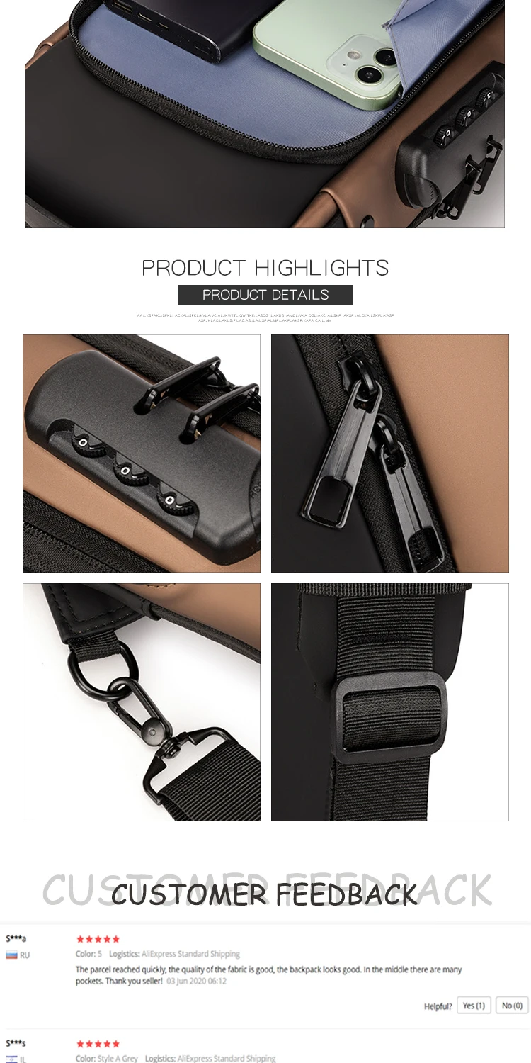 Customized Men's Chest Bag Waterproof Usb Men's Messenger Bag Anti ...