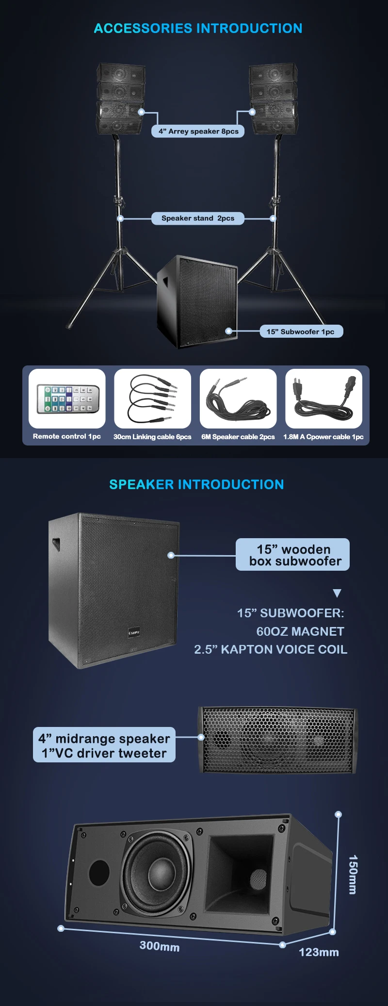 Wooden Sound System Line Array Speakers PA System Professional Active Line Array Systeme De ...